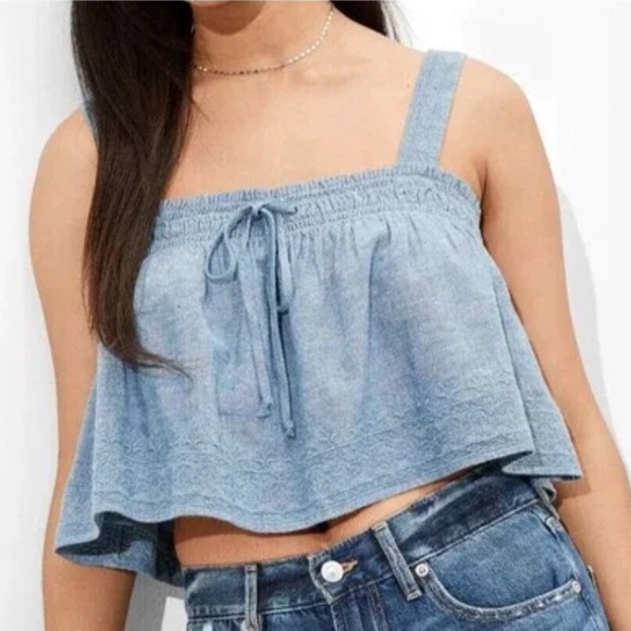 American Eagle Outfitters | Tops | American Eagle Women M Chambray ...